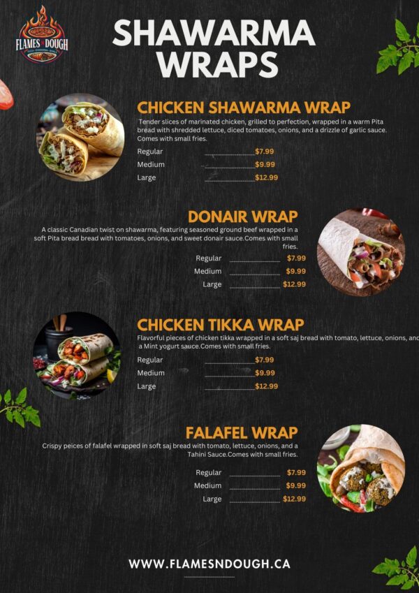 Shawarma Menu – Flames & Dough